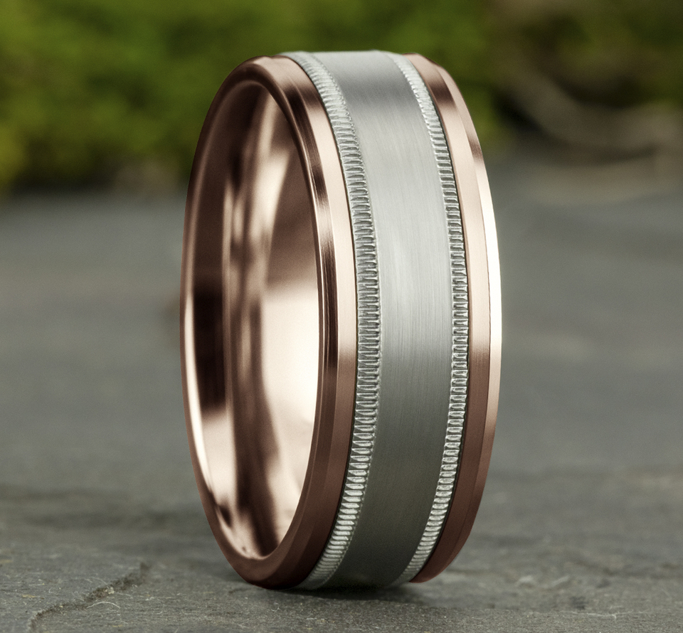 The Professor, 8mm - 14K White/Rose | Benchmark Rings