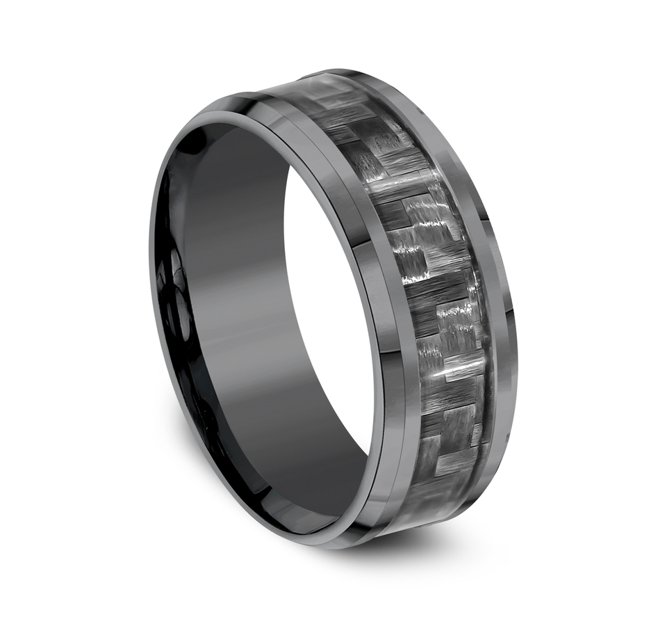 The Hamilton, 8mm - Black Titanium/Carbon Fiber Black | Benchmark Rings