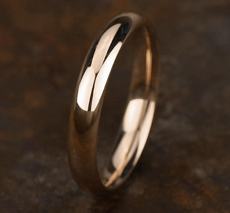High Dome Comfort Fit, 4mm - 14K Rose | Benchmark Rings